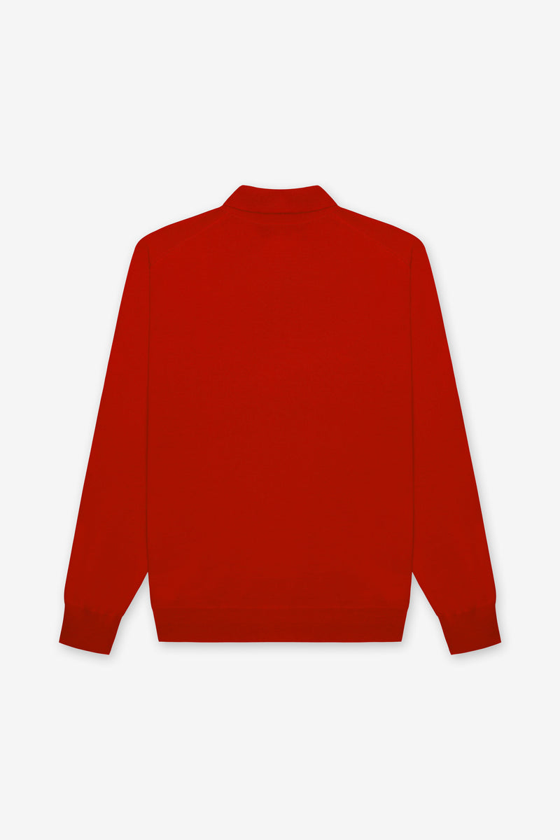 RED POLO SWEATER W. GOLD BUTTONS – HVRMINN
